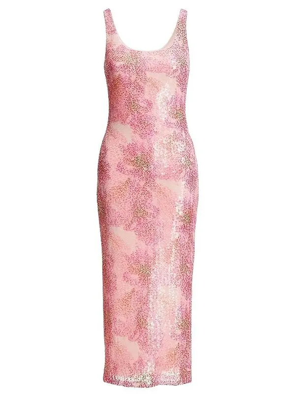 Dress The Population Leo Floral Sequined Midi-dress - Fuchsia Multi