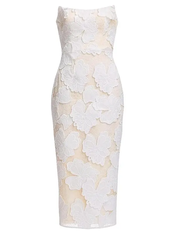 Dress The Population Cosette Embroidered Midi-dress - White Multi