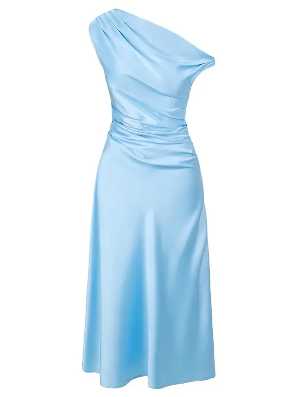 Staud Phare Draped Stretch Silk Maxi Dress - Cloud
