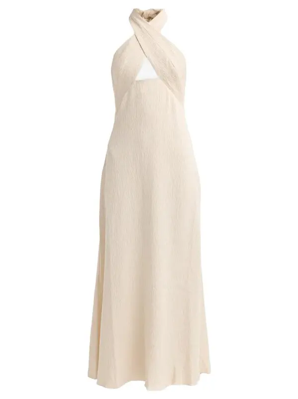 Johanna Ortiz Celeste Crinkle Ankle Dress - Ecru