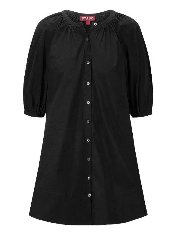 Staud Vincent Cotton Poplin Minidress - Black