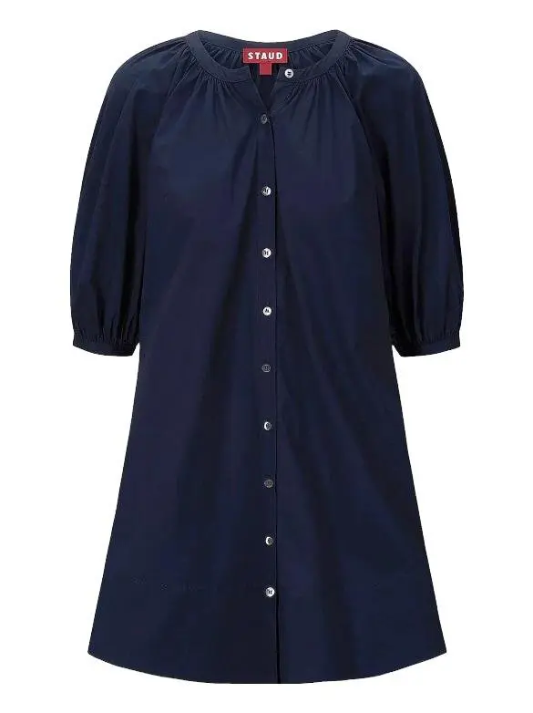 Staud Vincent Cotton Poplin Minidress - Navy