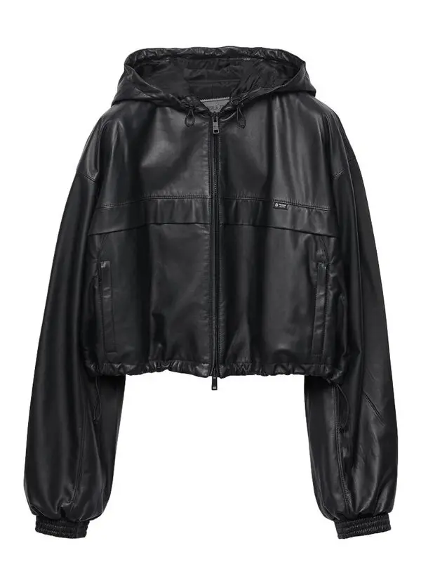 Prada Hooded Nappa Leather Jacket - Black