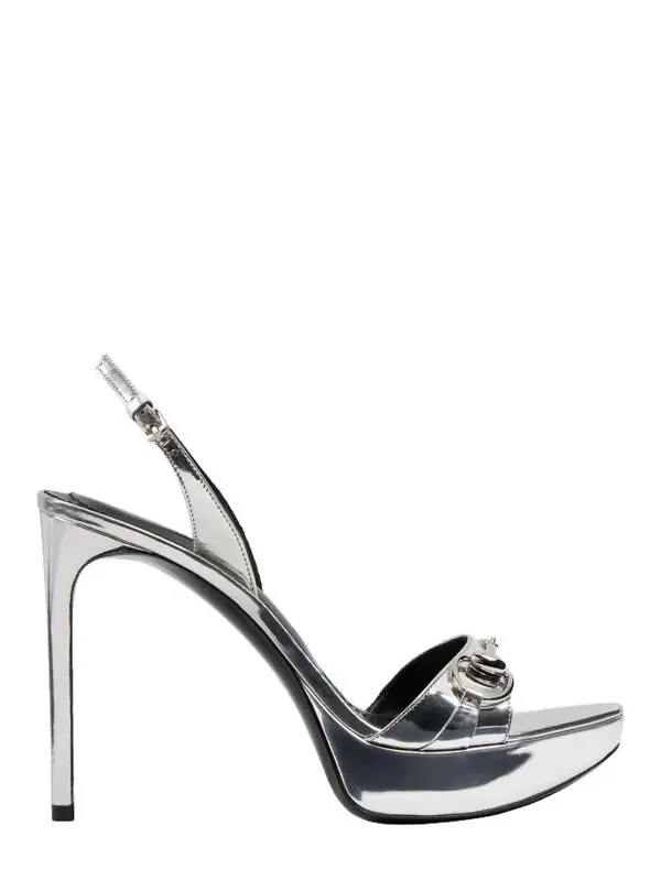 Gucci Donna 105mm Horsebit Platform Sandals - Silver