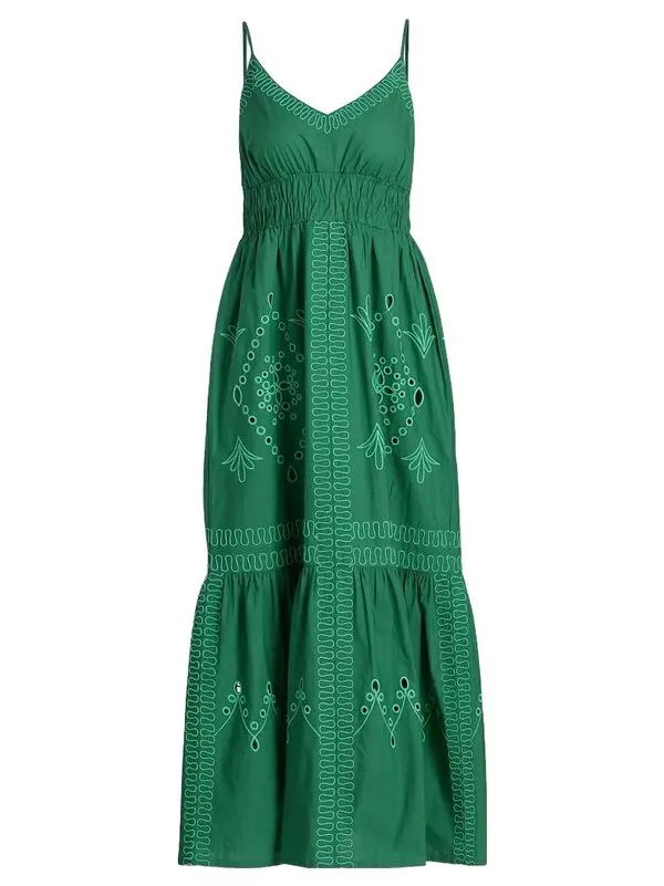 Rails Blair Eyelet-embroidered Cotton A-line Midi-dress - Clover