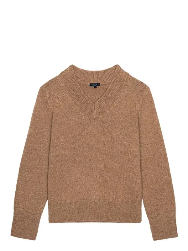 Rails Lidya Cotton-wool V-neck Sweater - Heather Camel