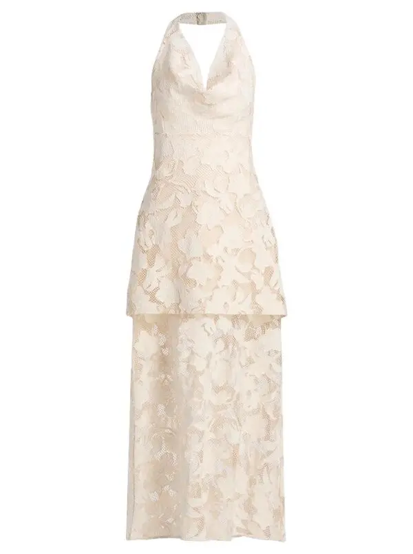 AMUR Calypso Lace Halter Midi-dress - Storm Cloud