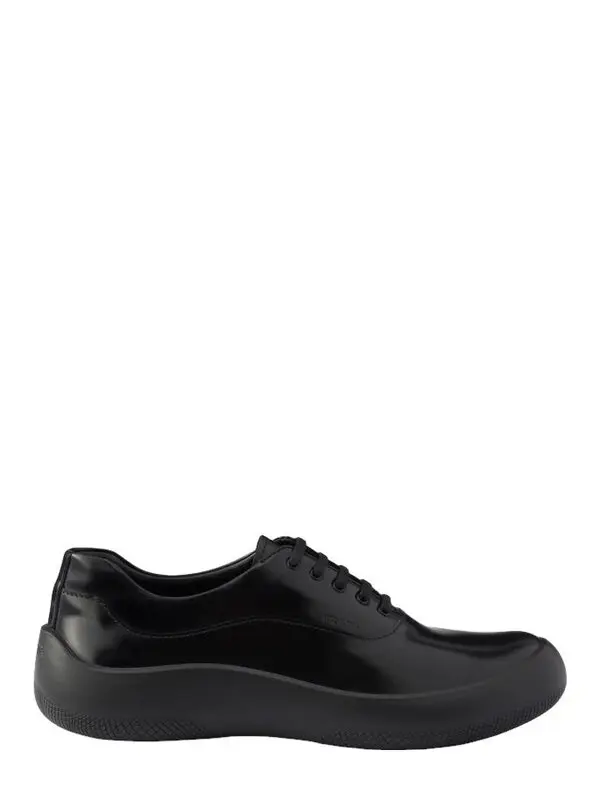 Prada Brushed Leather Sneakers - Black