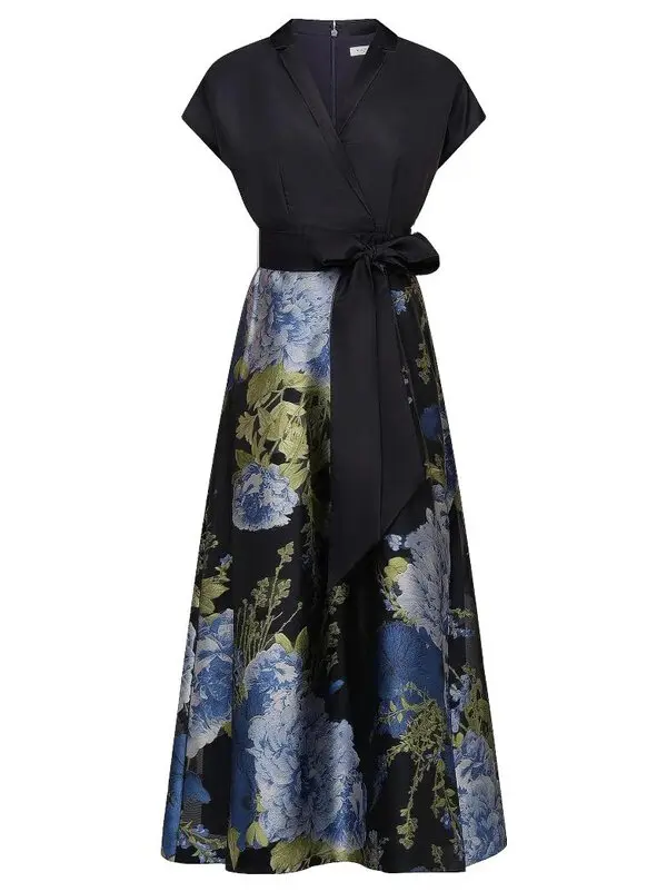KAY UNGER Samira Metallic Floral Gown - Dark Twilight Multi