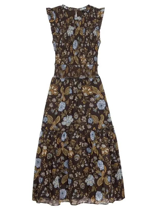 Rails Vivier Floral Smocked Midi Dress - Willow