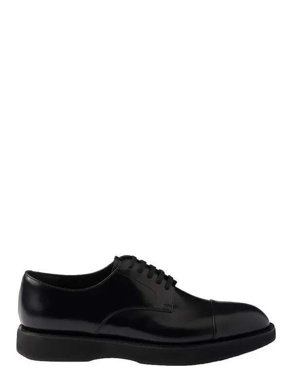 Prada Brushed Leather Lace-up Shoes - Black