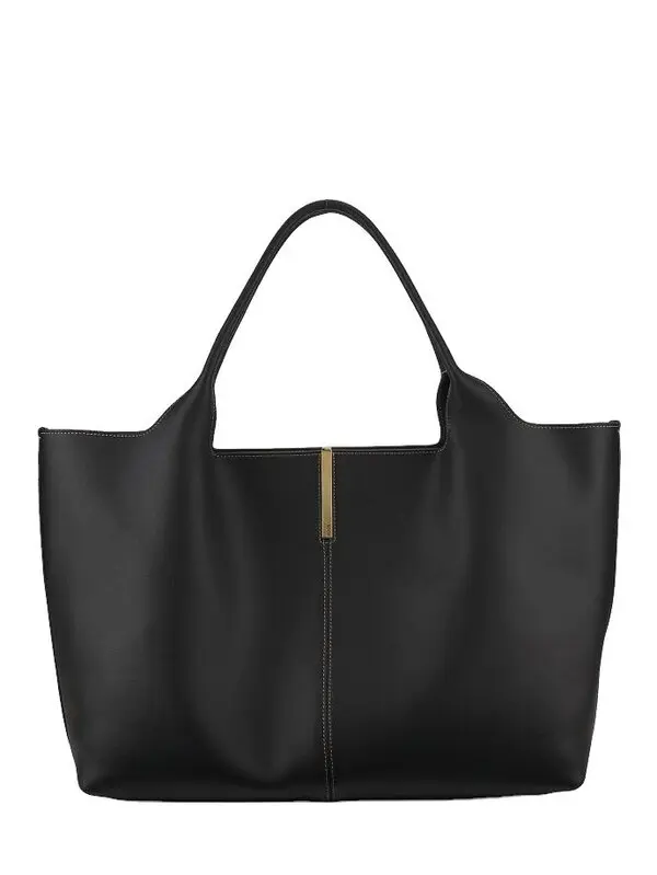 TOD'S Medium Leather Shopping Bag - Nero