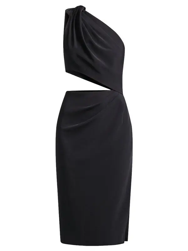 Bcbgmaxazria Isabel Cut-out One-shoulder Midi Dress - Black