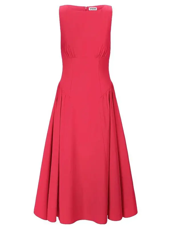 Staud Gwen Cotton Sleeveless A-line Midi-dress - Cherry