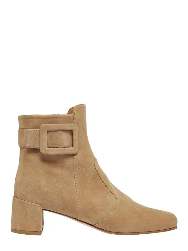 ROGER VIVIER Tres Vivier 45mm Buckle Suede Boots - Brown