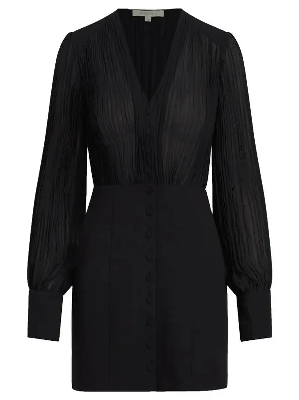 FAVORITE DAUGHTER The Change Me Pleated V-neck Minidress - Black