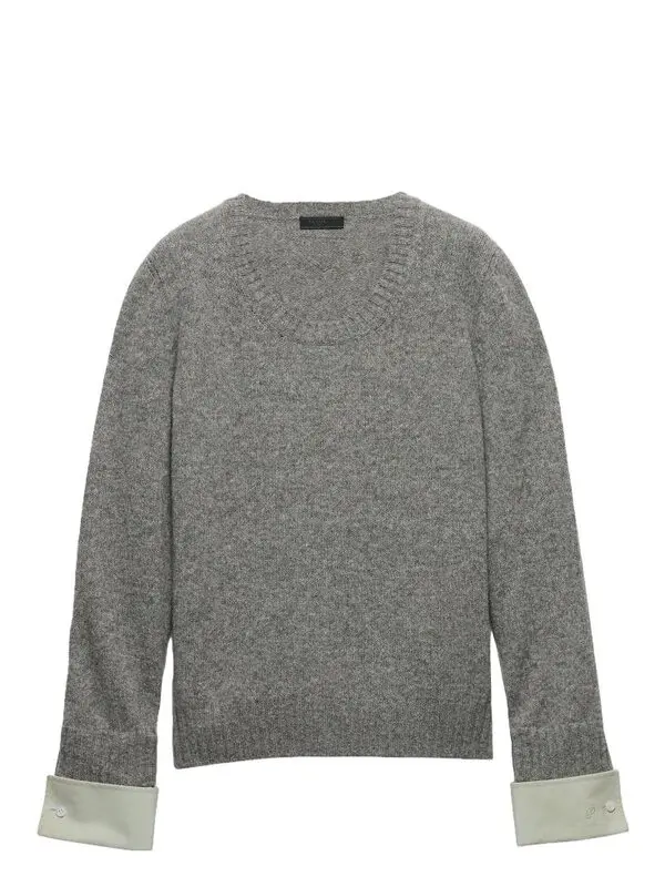 Prada Shetland Wool Scoopneck Sweater - Grey