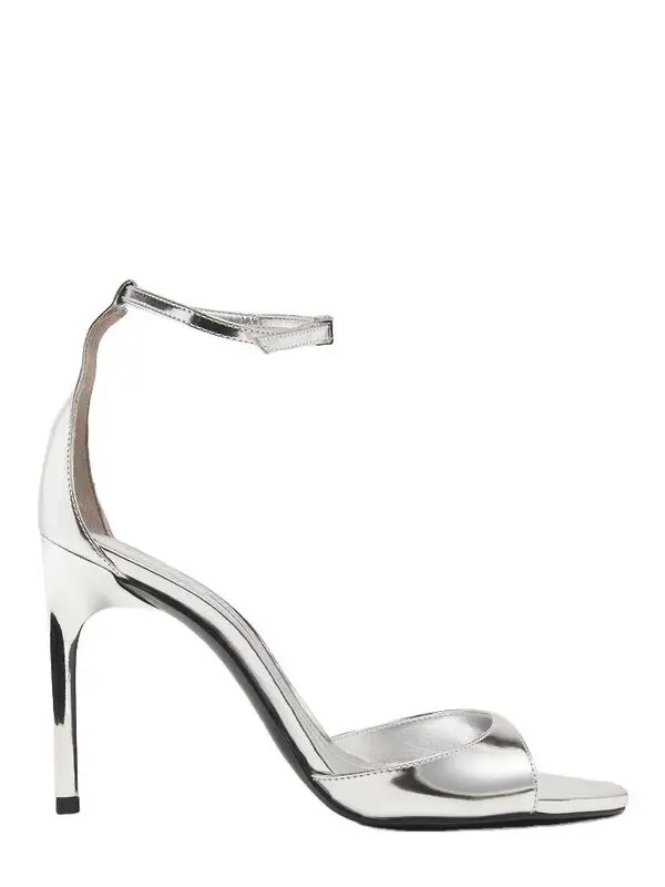 Schutz Scarlett 100mm Metallic Leather Stiletto Sandals - Prata