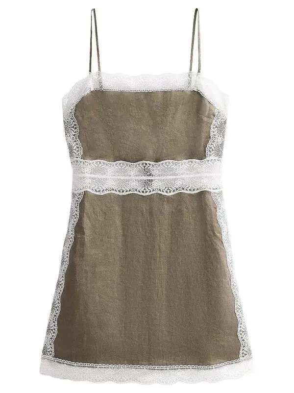 Staud Amalina Lace-trim Linen Minidress - Thyme