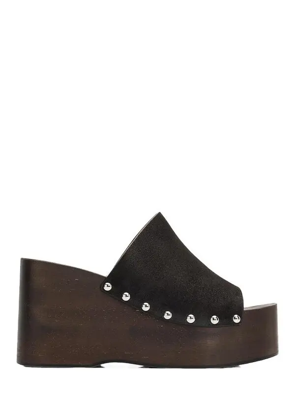 STUART WEITZMAN Kate 100mm Studded Suede Clogs - Shadow
