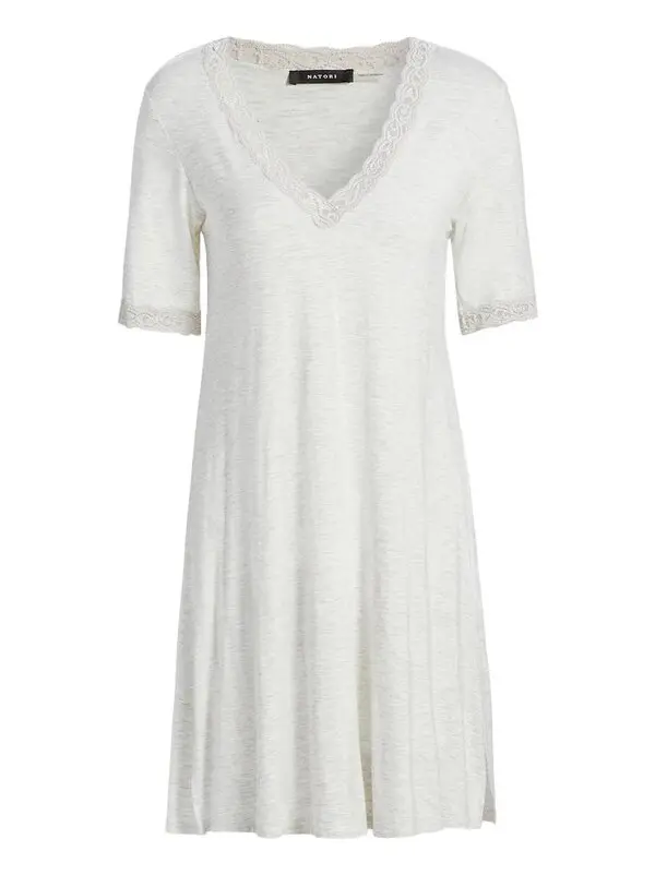 Natori Feathers Essentials Lace-trim A-line Minidress - Grey