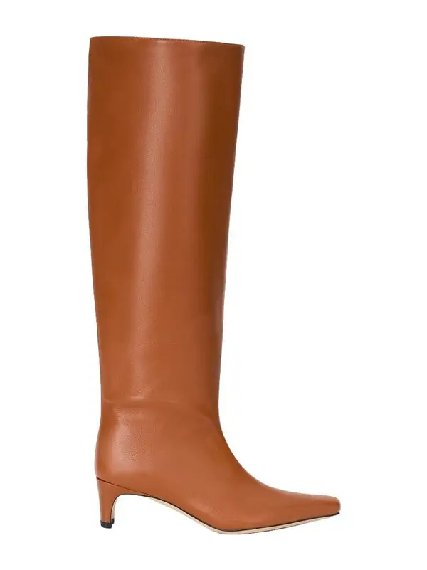 Staud Wally 50mm Leather Knee-high Boots - Tabac