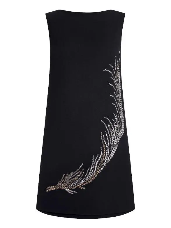 16Arlington Ayre Embellished Feather Minidress - Nero