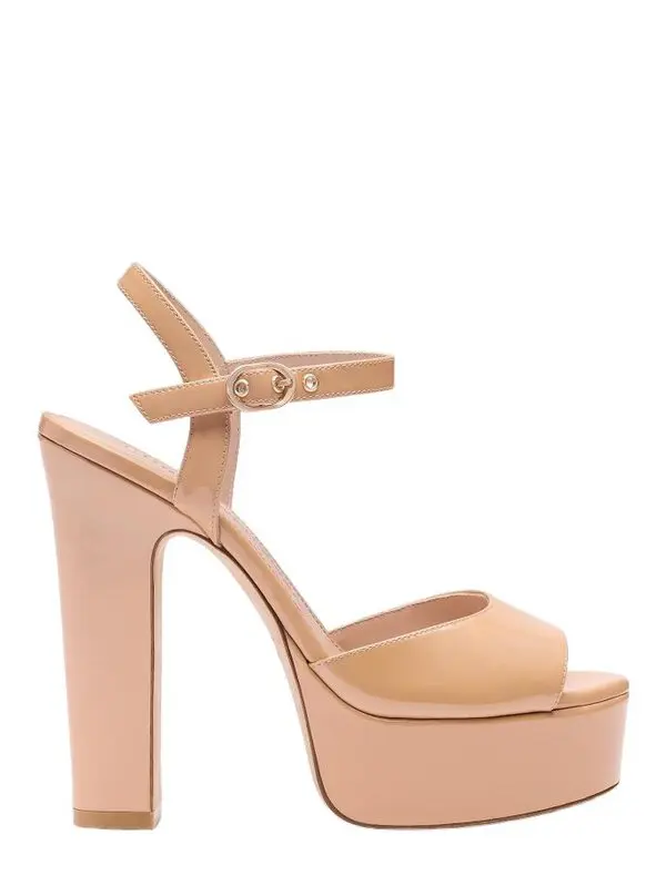 STUART WEITZMAN Reade 130mm Patent Leather Platform Sandals - Adobe