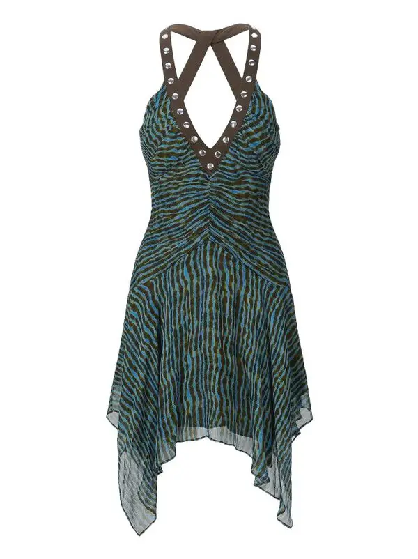 Staud Olympia Abstract Printed A-line Minidress - Tidal Shell