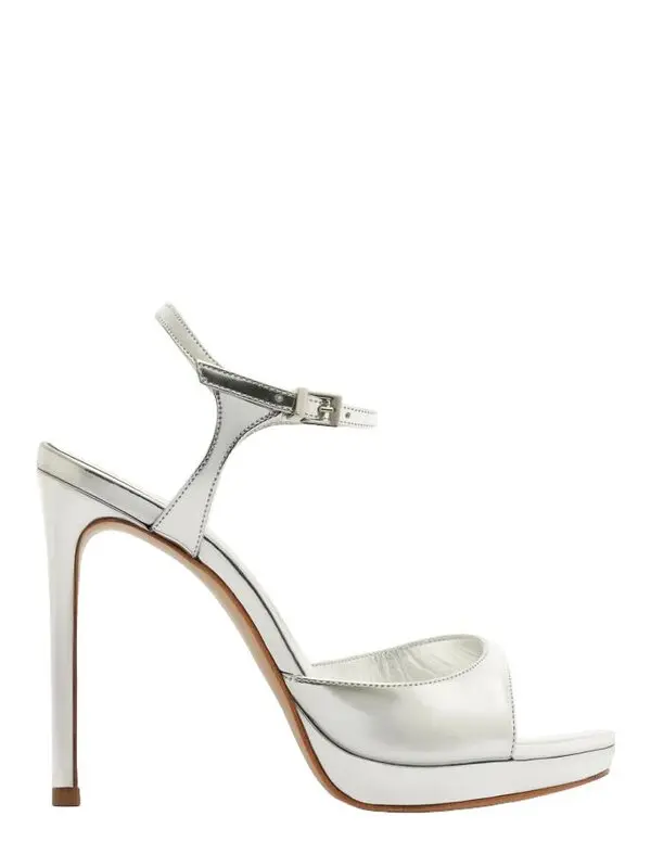 Schutz Scarlett 115mm Leather Platform Sandals - Silver