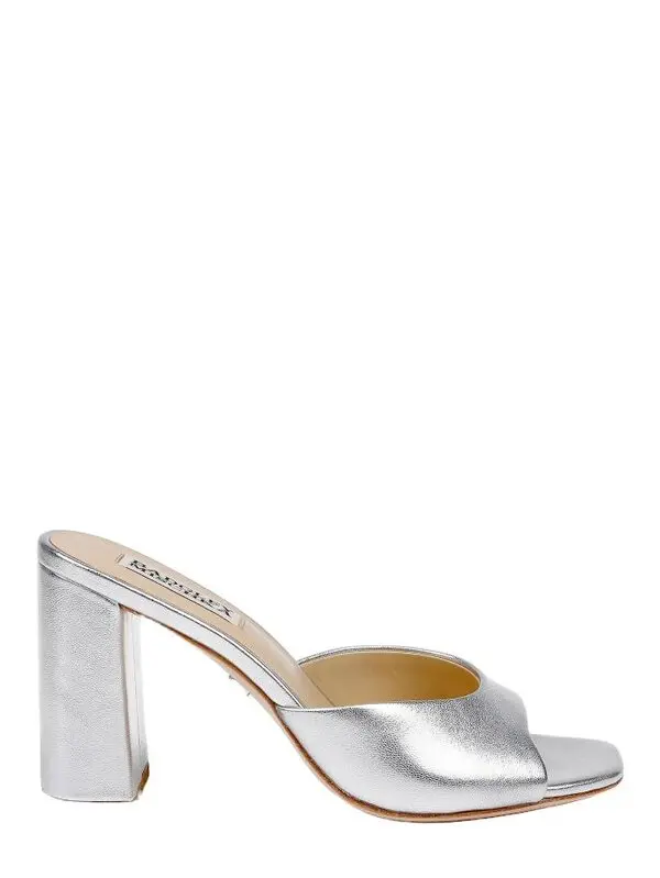 Badgley Mischka Cadence Leather Mules - Silver