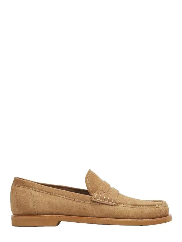 GIANVITO ROSSI Suede Penny Loafers - Camel