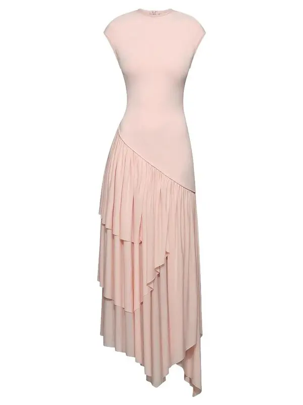 ET OCHS Elowen Asymmetric Knit Combo Maxi Dress - Blush