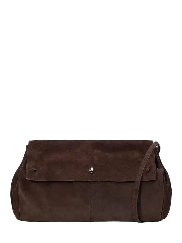 Staud Cy Oversized Suede Crossbody Bag - Espresso