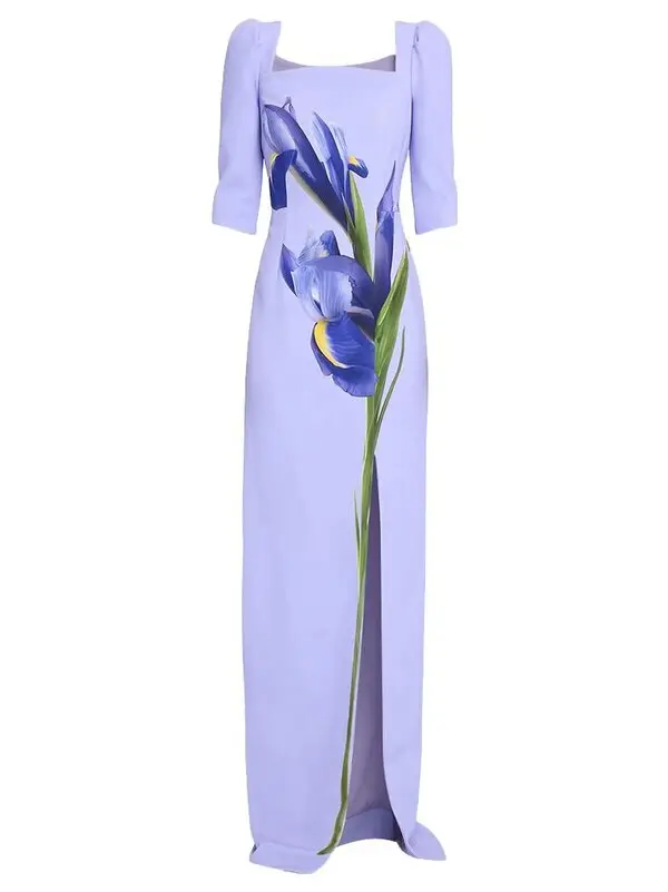 Rickie Freeman For Teri Jon Iris Print Crepe Column Gown - Iris Multi