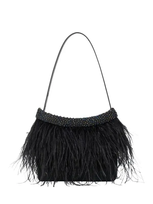 Staud Winslow Beaded Feather Shoulder Bag - Black
