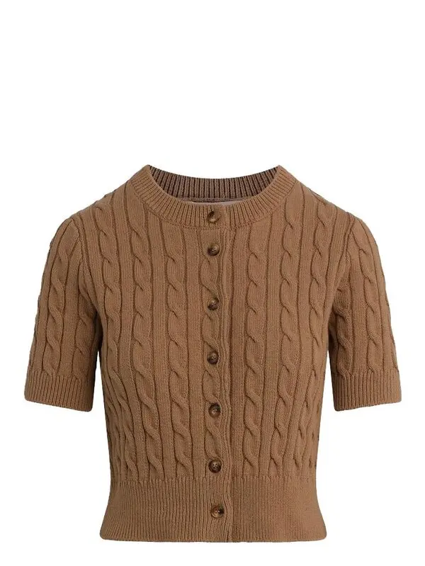 FAVORITE DAUGHTER The Cafe Cotton Short-sleeve Cardigan - Camel