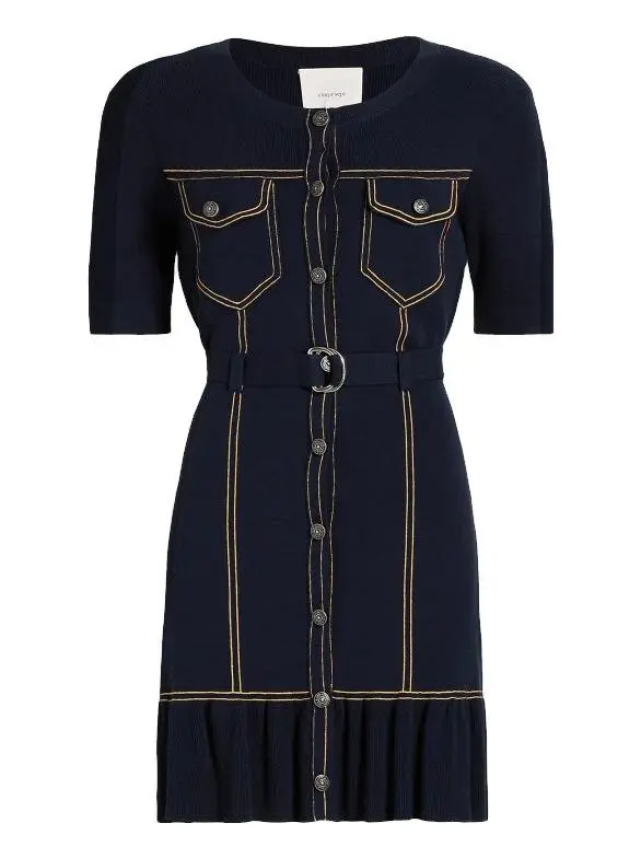 Cinq À Sept Elisha Belted Cardigan Minidress - Navy