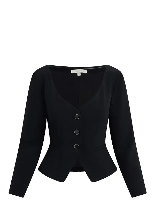 FAVORITE DAUGHTER The Reveal Tailored Peplum Blazer - Black