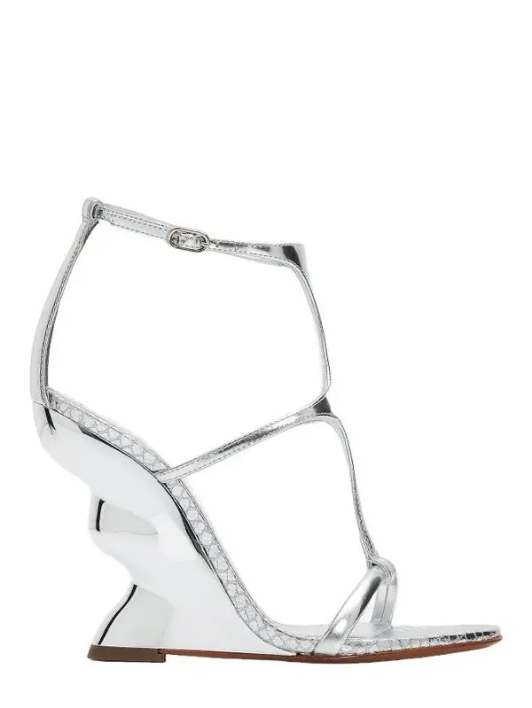 ALEXANDRE BIRMAN Boonie 100mm Leather Wedge-heel Sandals - Silver