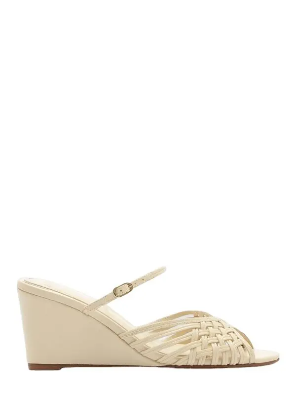 ALEXANDRE BIRMAN Lilian 75mm Leather Wedge Sandals - Eggshell