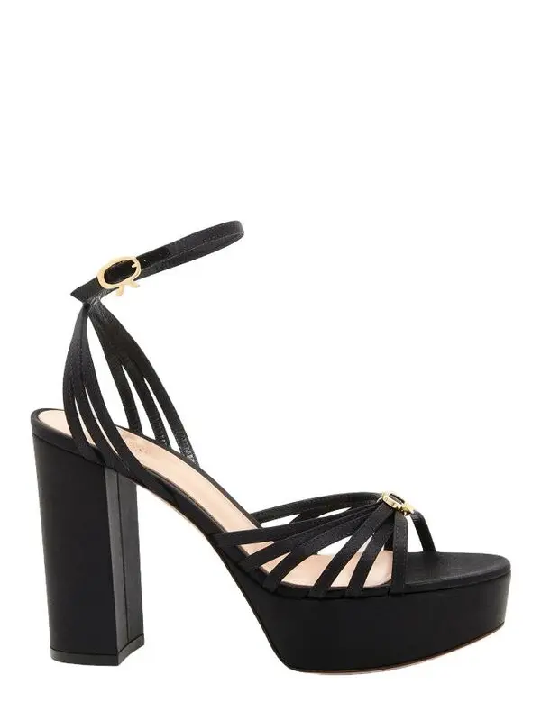 GIANVITO ROSSI 100mm Crepe Satin Platform Sandals - Black