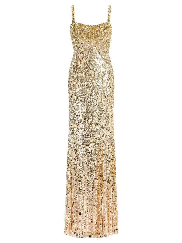 Jenny Packham Mirabeau Embellished Sleeveless Column Gown - Illusion