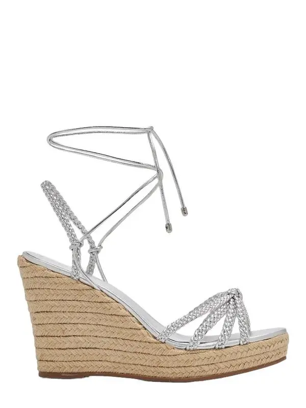 Schutz Adele 95mm Leather Ankle-wrap Wedge Sandals - Silver