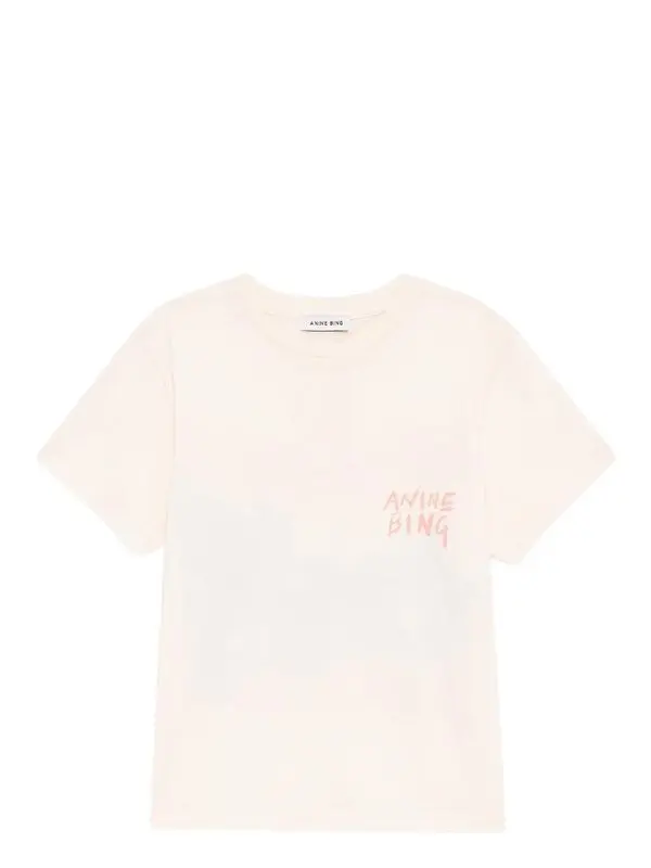 ANINE BING Shelley Logo Cotton T-shirt - Ecru