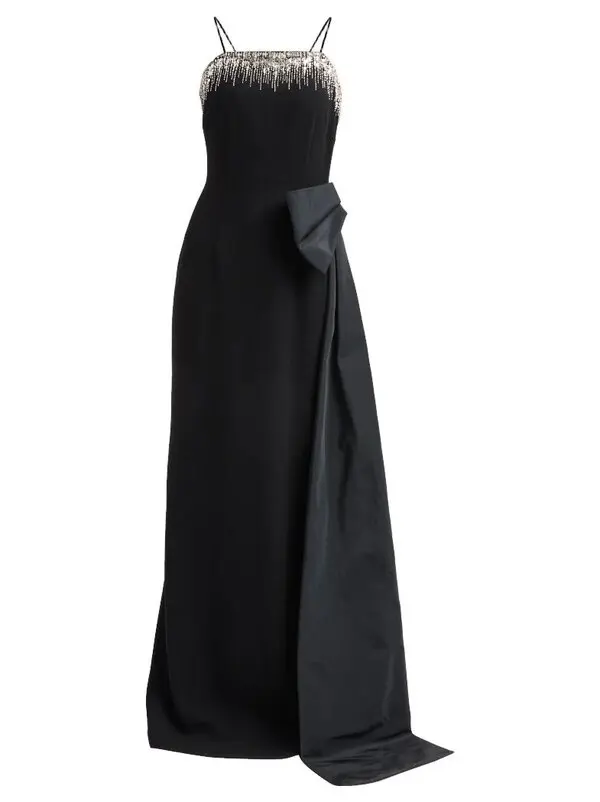 Rickie Freeman For Teri Jon Taffeta Embellished Side Bow Gown - Black