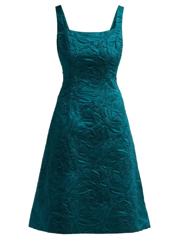Rickie Freeman For Teri Jon Embossed Jacquard Mini Dress - Emerald