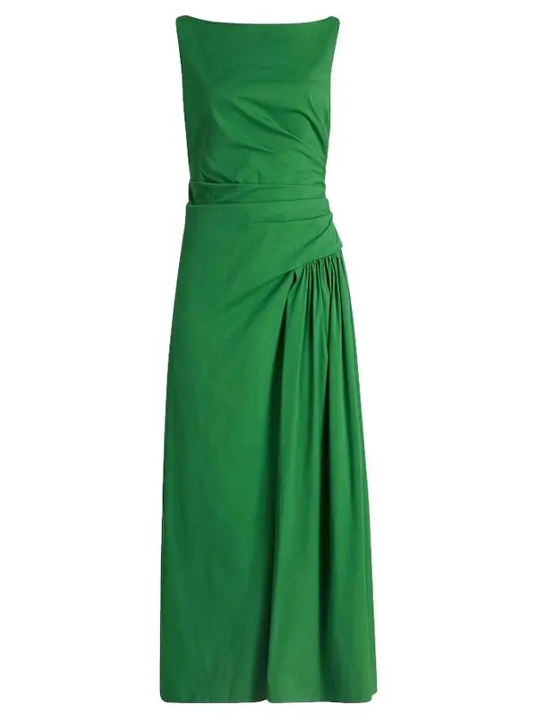 Lela Rose Poplin Cotton-blend Flounce Midi-dress - Fern