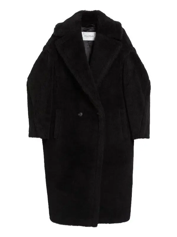 Max Mara Teddy Bear Icon Coat In Alpaca And Wool - Black