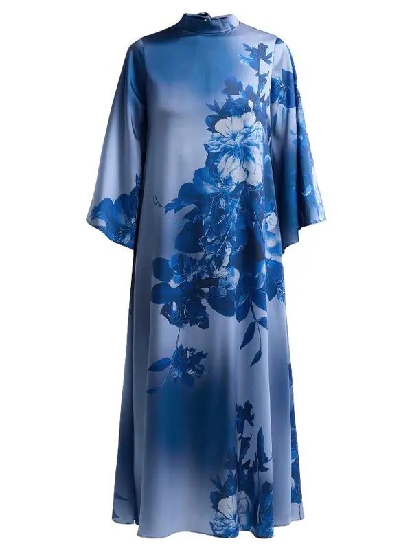 Rickie Freeman For Teri Jon Floral Twill Midi Dress - Slate Multi